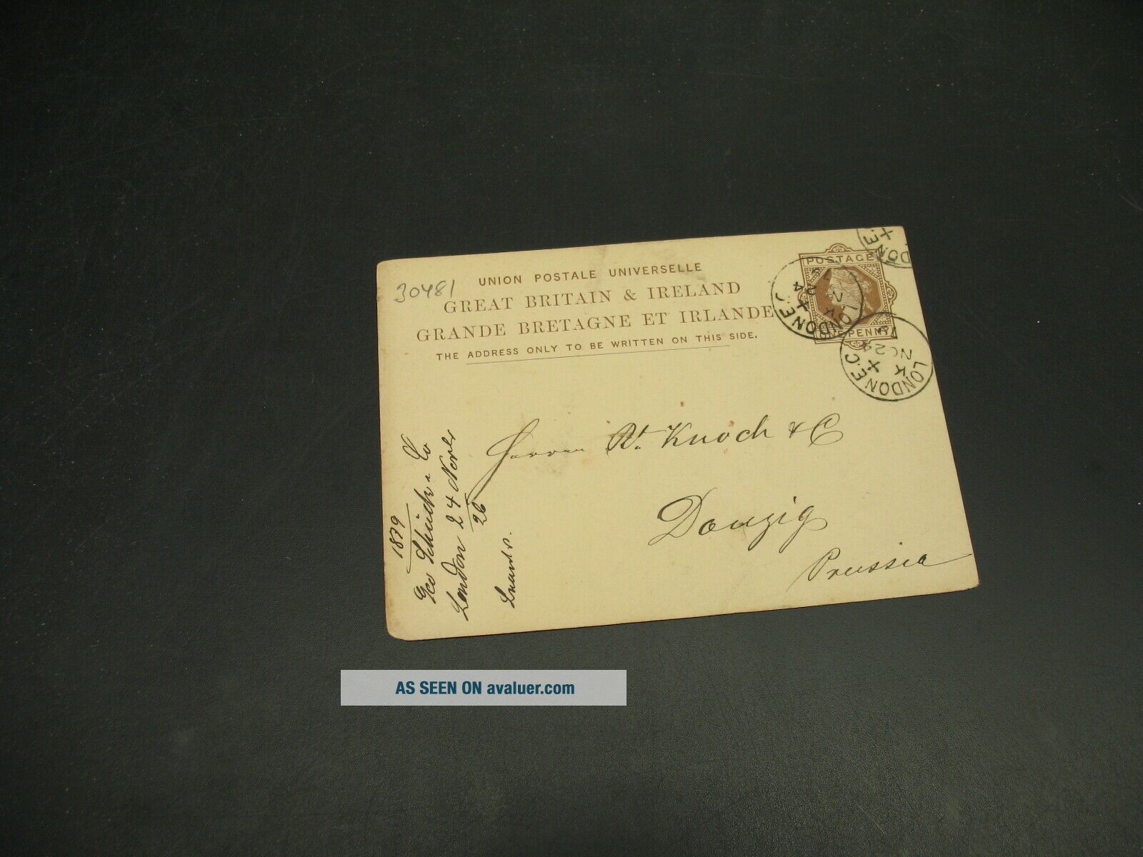 UK 1879 Postal Card To Danzig Germany 30481 | #11976619