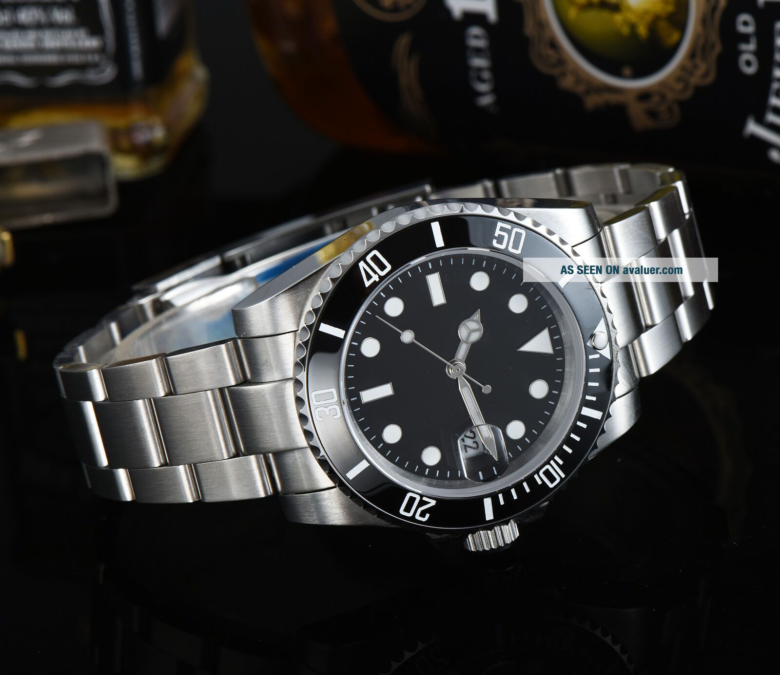 Automatic Watch Black Sterile Dial Ceramic Bezel 40mm Sapphire Glass ...