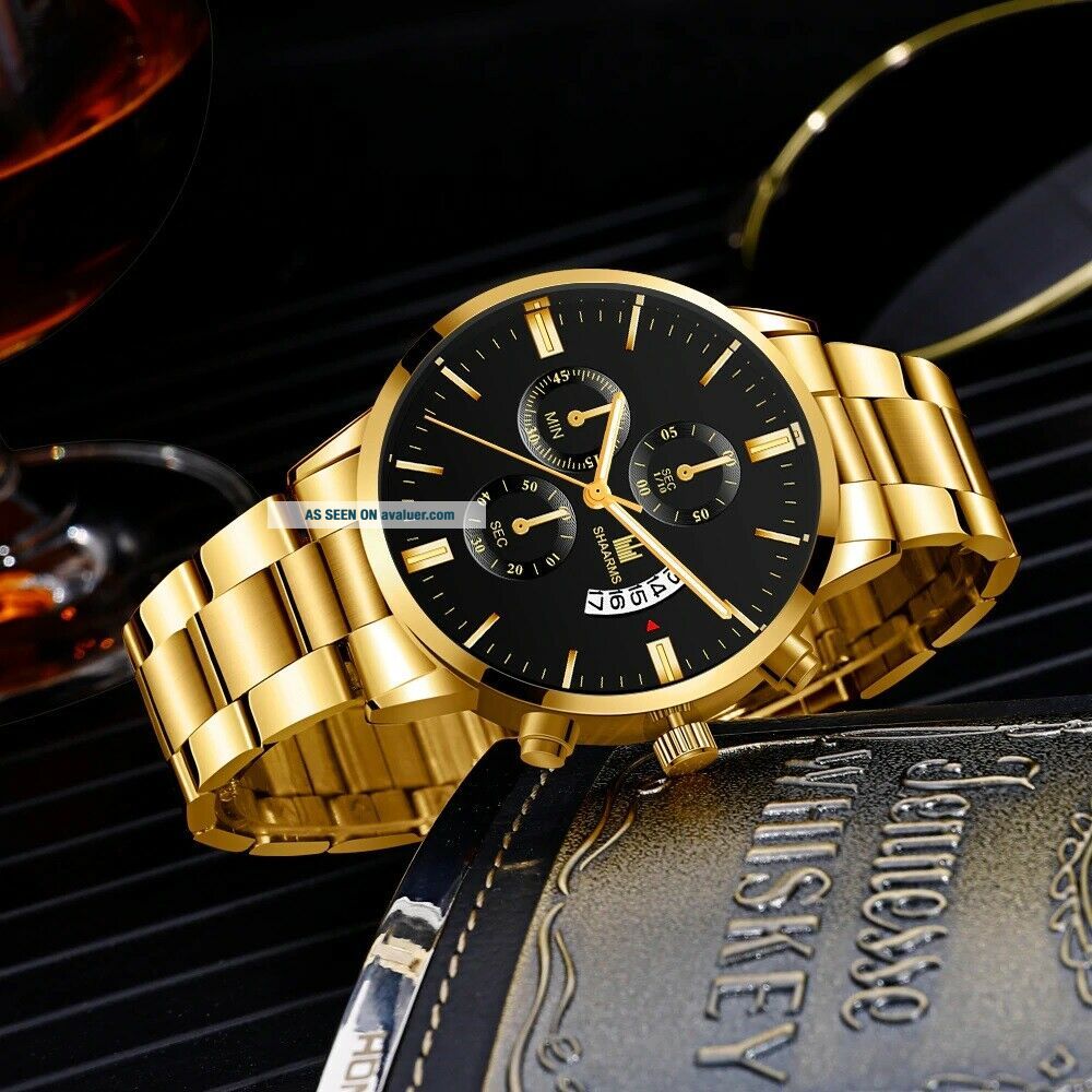 Gold Fashion Business Watches Luxury Men ' S Stainless Steel Male ...