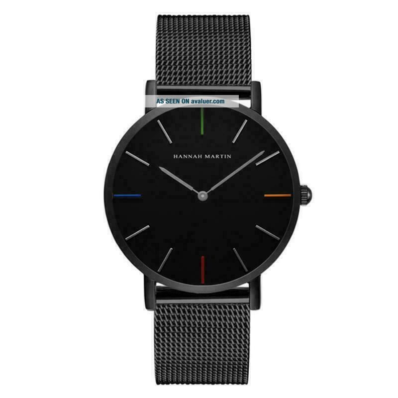 Mens Womens Black Ultra Thin Watch Minimalist Fashion Luxury Wrist ...