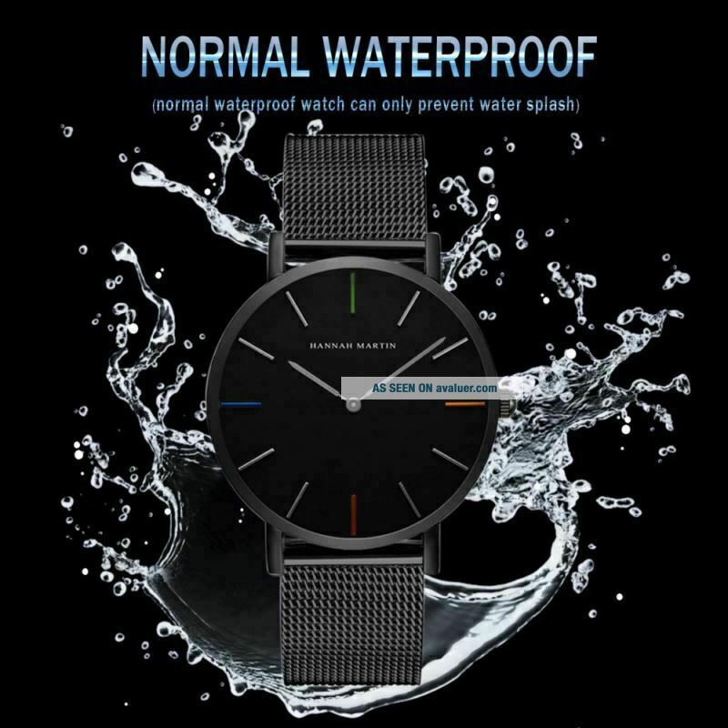 Mens Womens Black Ultra Thin Watch Minimalist Fashion Luxury Wrist ...