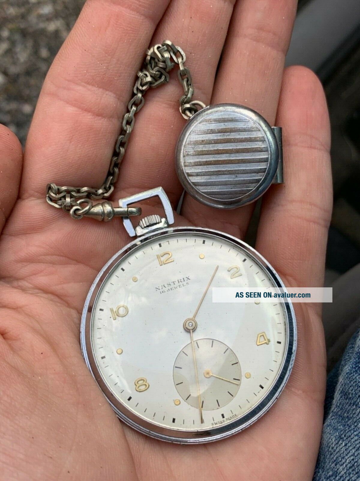 Vintage Swiss Nastrix 16 Jewel Pocket Watch, Runs | #12318965