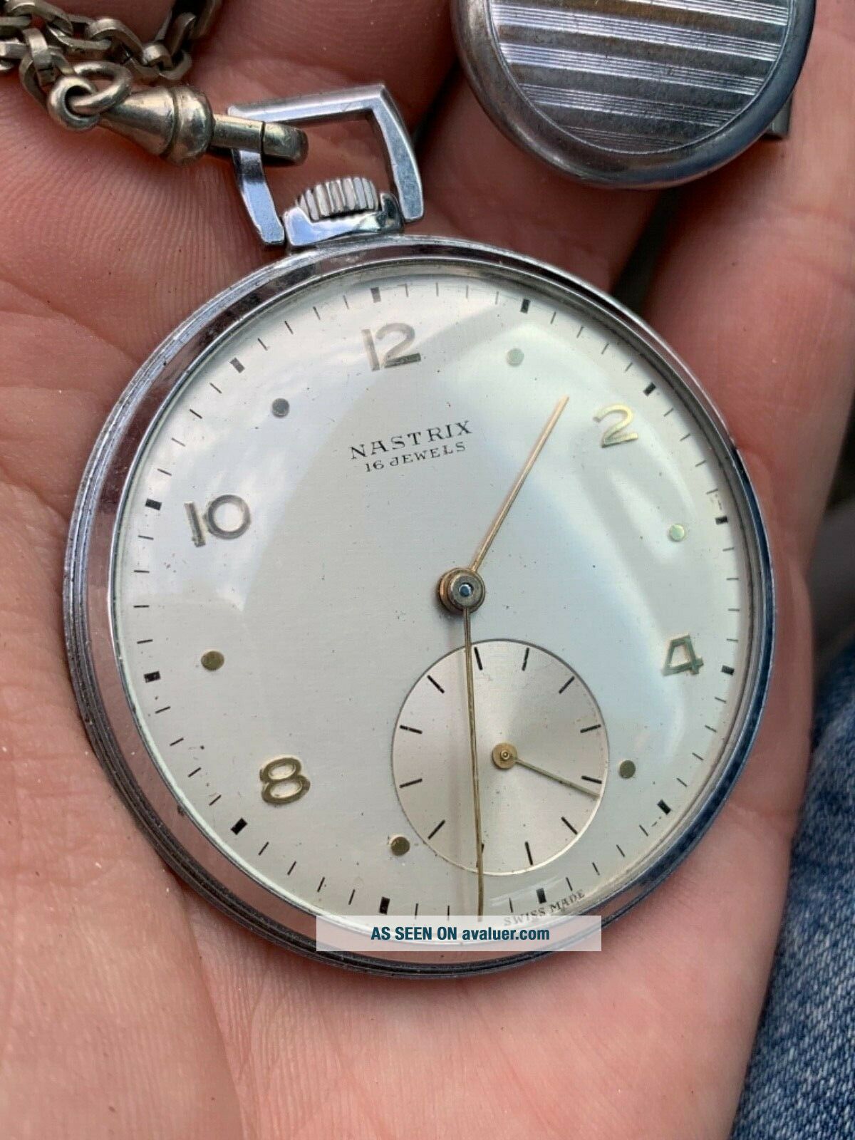 Vintage Swiss Nastrix 16 Jewel Pocket Watch, Runs | #12318965