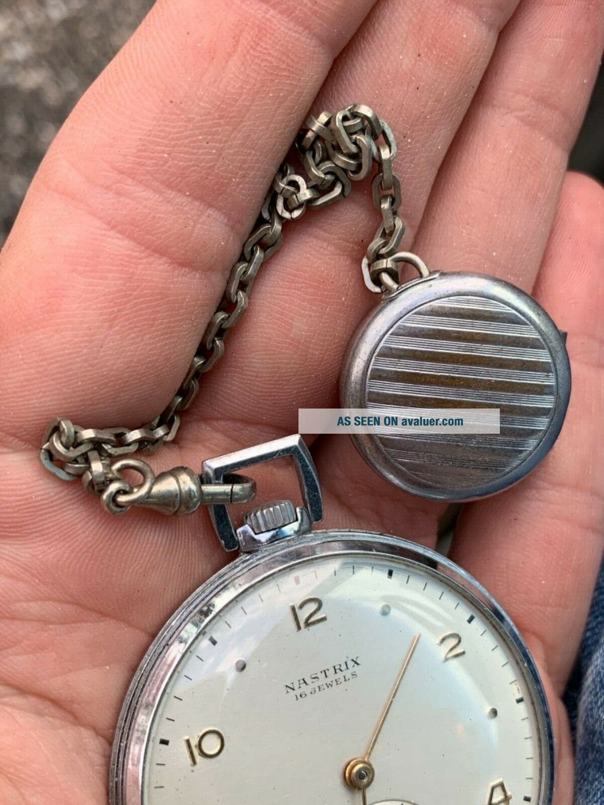 Vintage Swiss Nastrix 16 Jewel Pocket Watch, Runs | #12318965