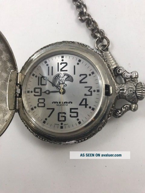 Milan Quartz Eagle Pocket Watch With Chain And Clip | #12335385
