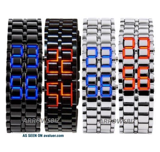 Volcanic Lava Samurai Metal LED Faceless Bracelet Wrist Watch Stainless ...