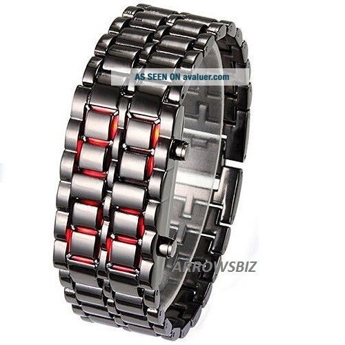 Volcanic Lava Samurai Metal LED Faceless Bracelet Wrist Watch Stainless ...