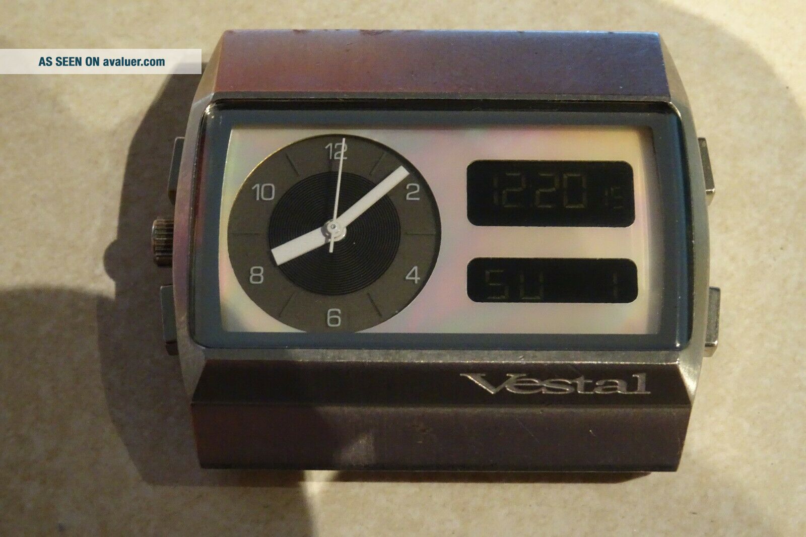 Vestal Monte Carlo Digital Chrono Stainless Mens Watch Silver W/ Mother ...