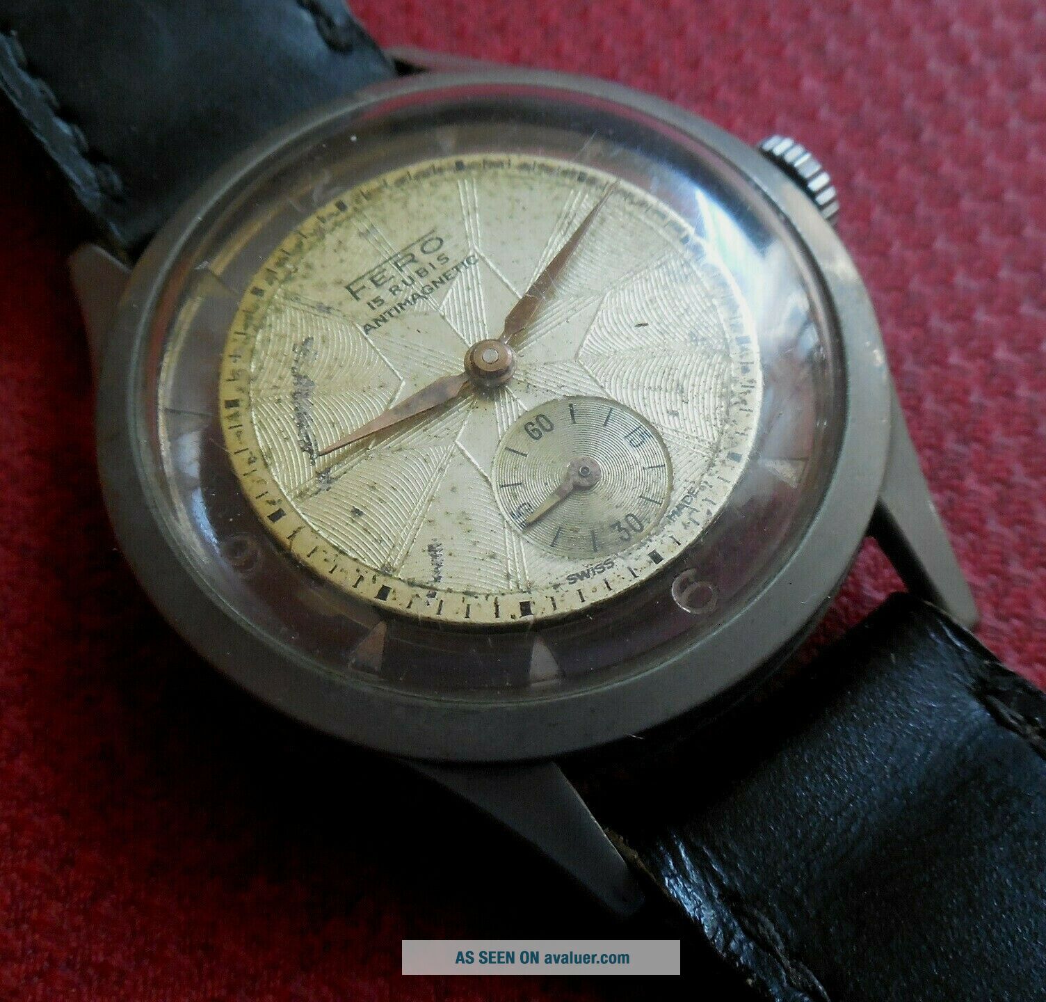 Vintage 1950s Oversized FERO SKELETON 15 Jewels Swiss Watch Running ...
