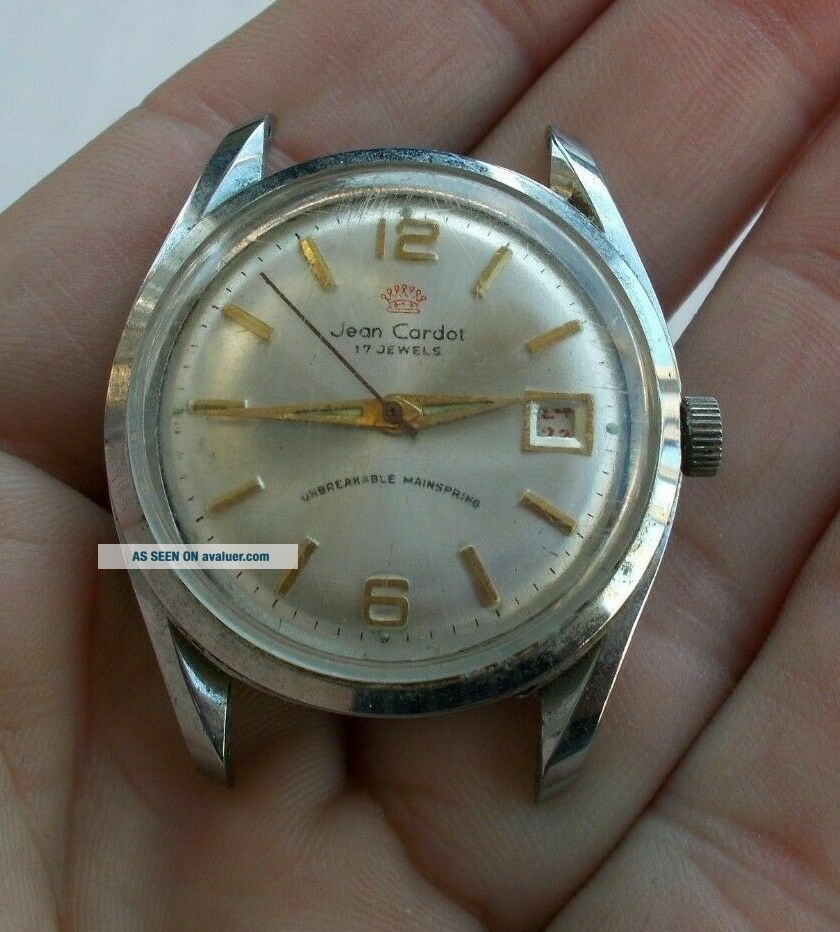 RARE Vintage Jean Cardot 17 Jewels Wind Up Men ' S Watch Wristwatch ...