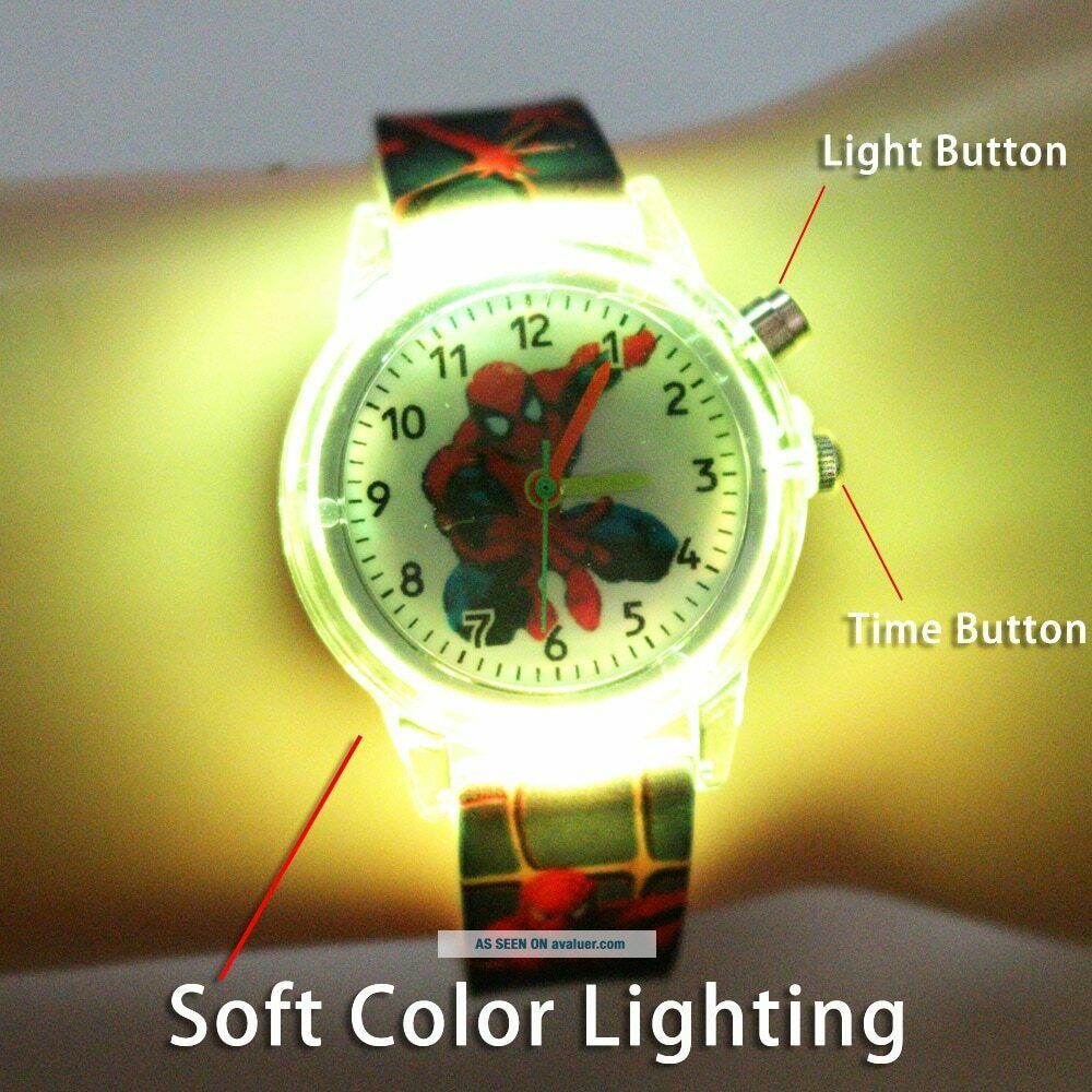 Spiderman Children Watches For Kids Colorful Flash Light Electronic ...