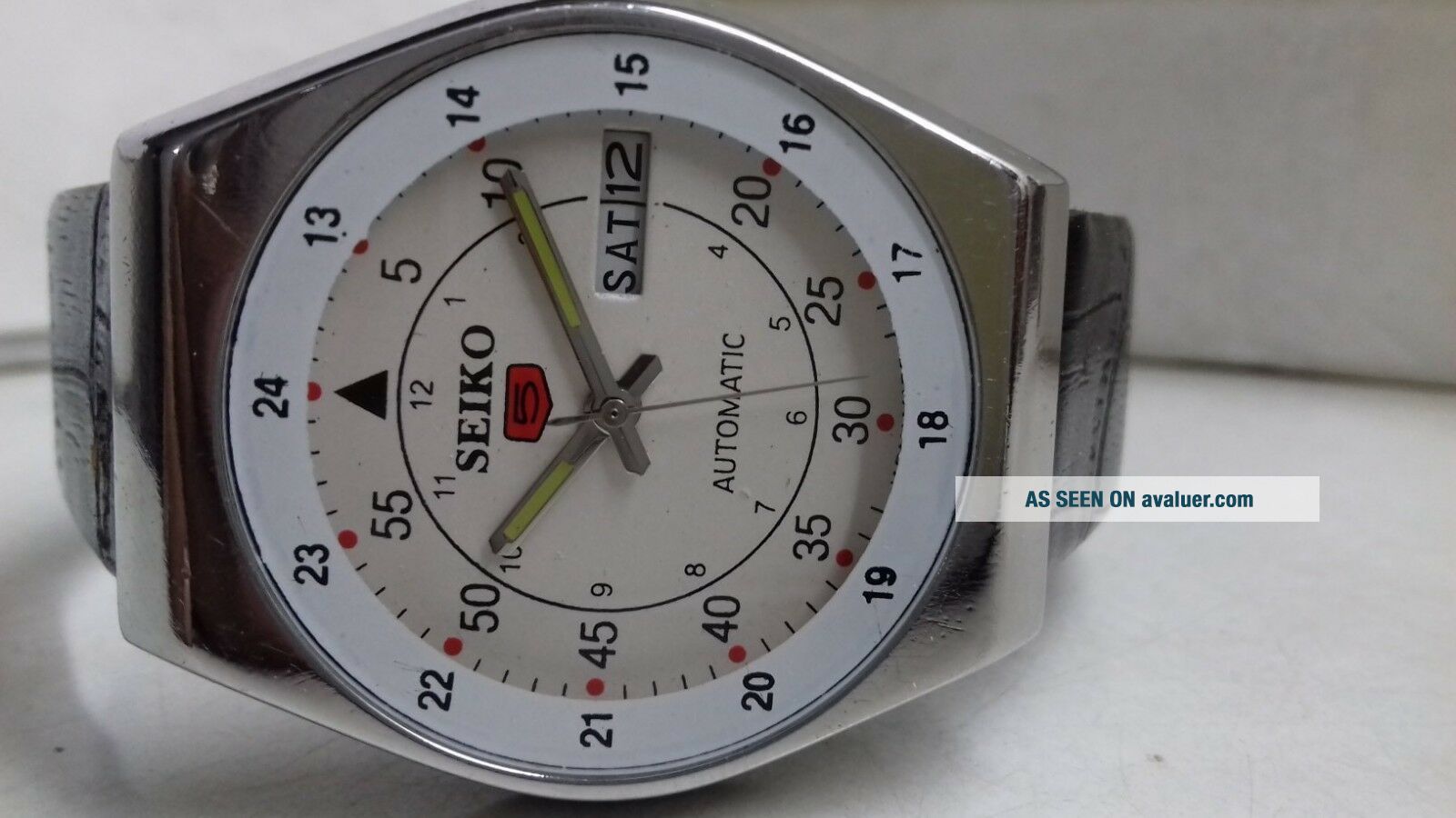 RARE SEIKO 5 RAILWAY TIME AUTOMATIC DAY&DATE WHITE COLOR DIAL NUMERIC ...