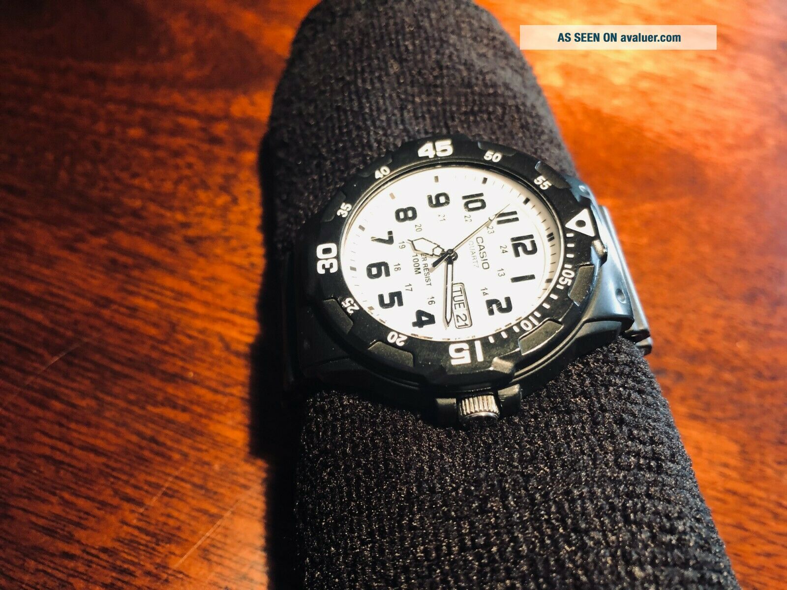 Mens Casio Quartz Diver Watch (Black Case With White Face) | #12422771