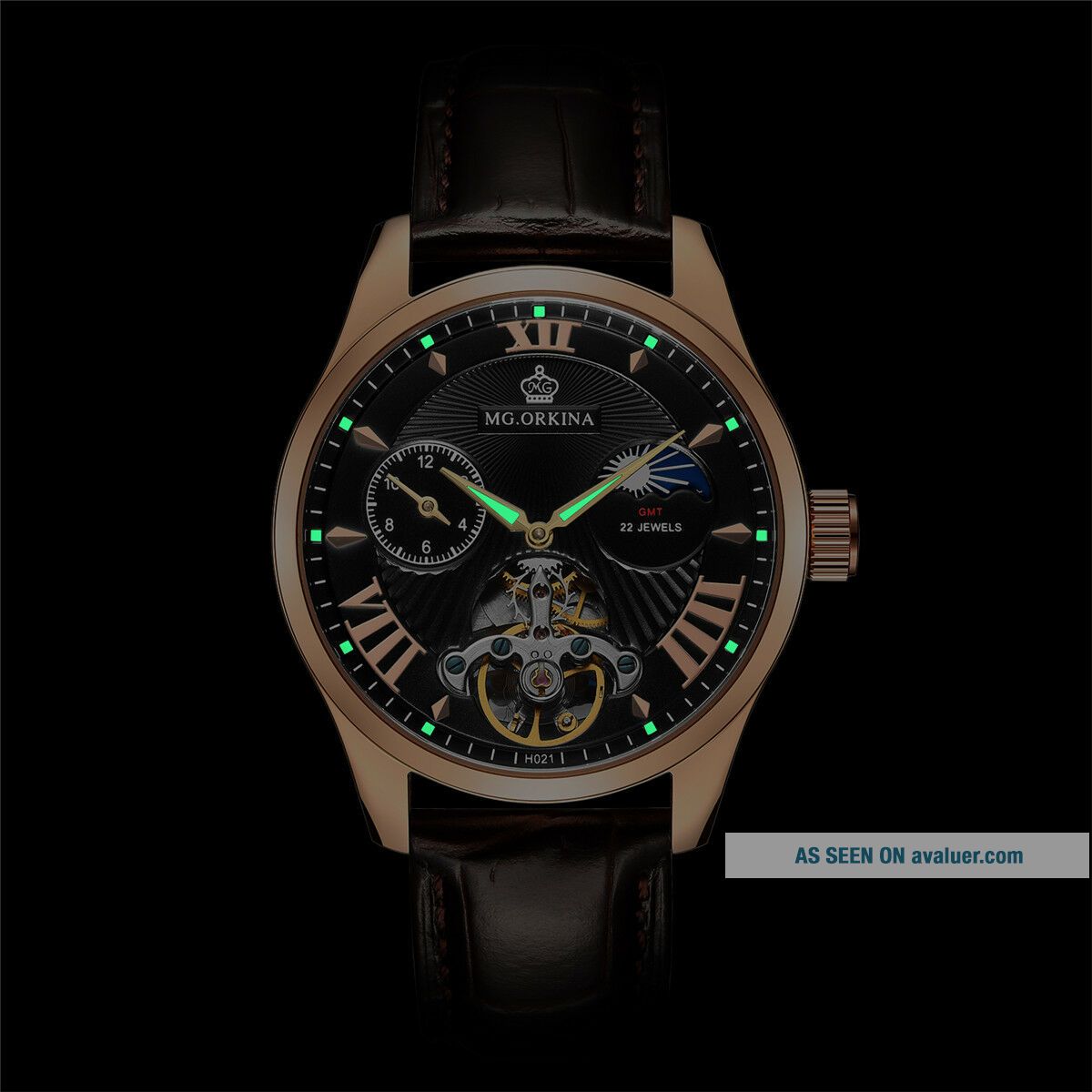 Skeleton Men Automatic Mechanical Wrist Watch Moon Phase Tourbillon ...