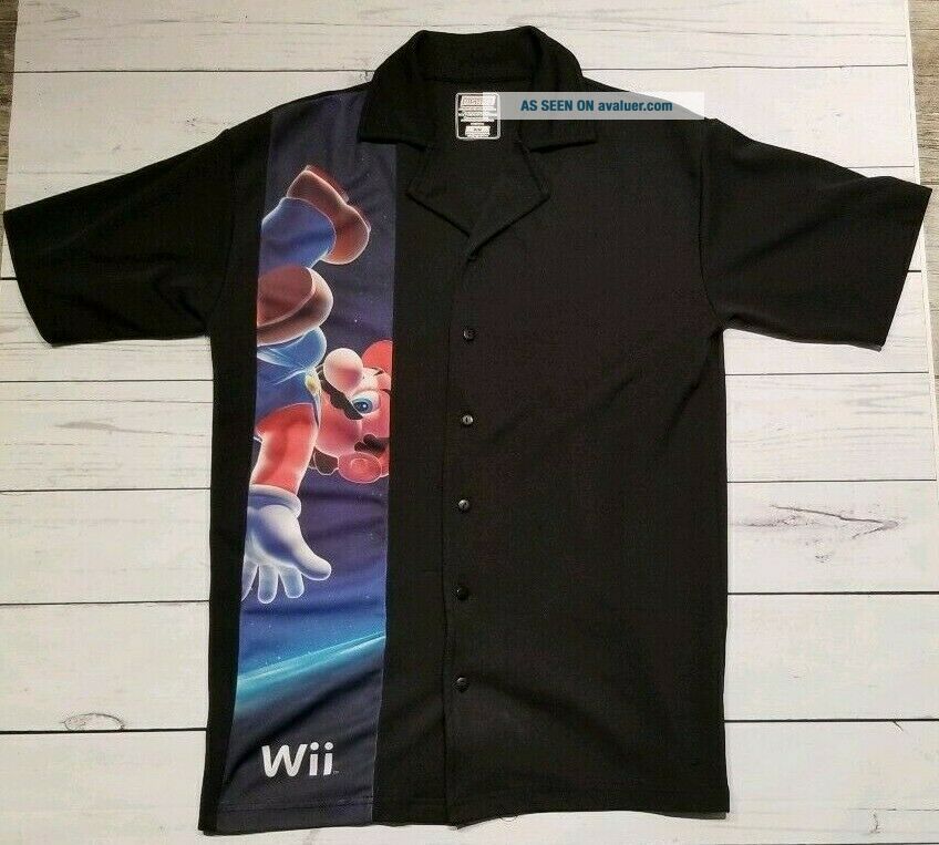 Mario Galaxy Shirt Adult Medium Black Nintendo Wii Promo | #12539300