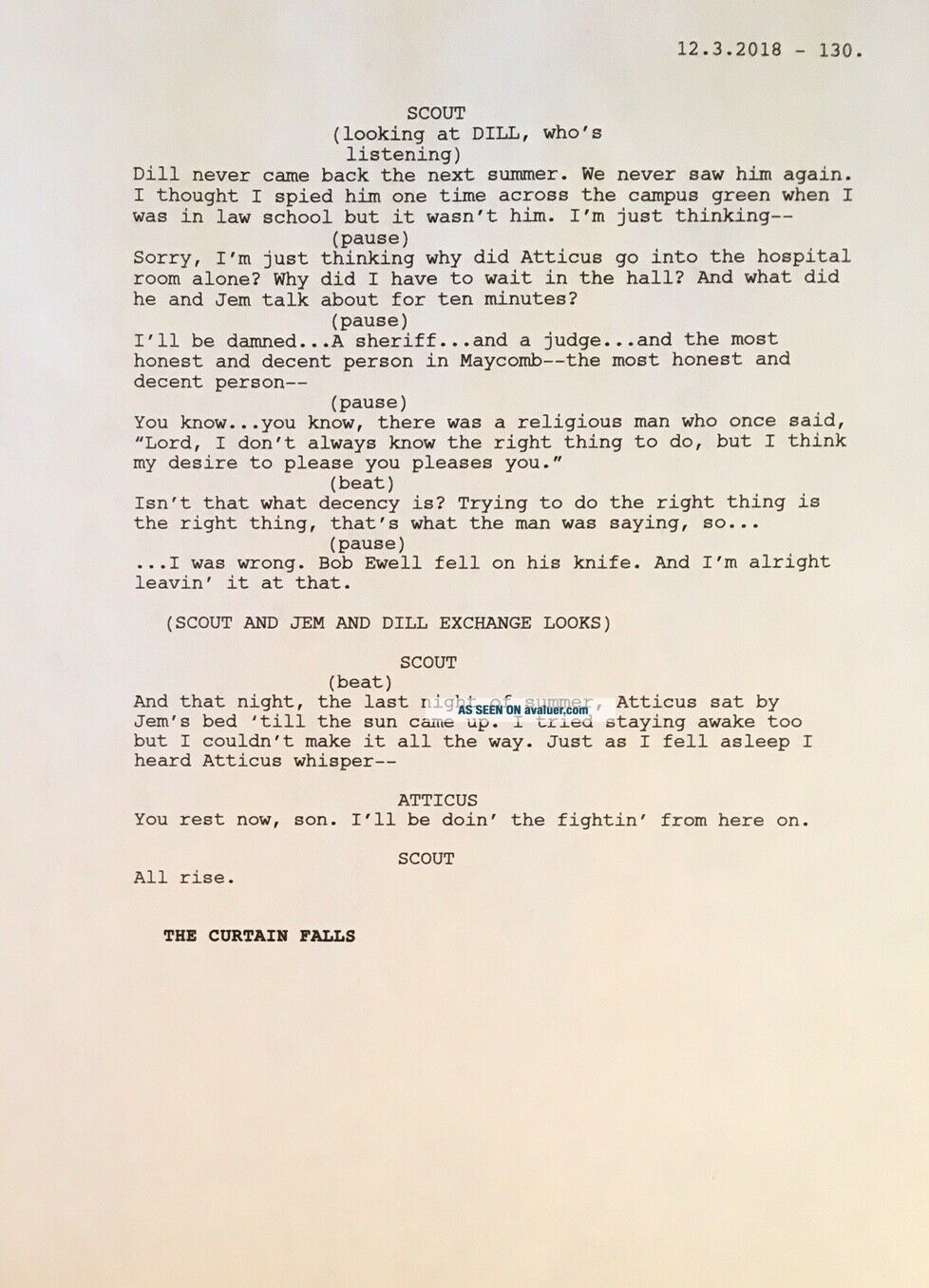 TO KILL A MOCKINGBIRD - Playscript For Aaron Sorkin Broadway Production ...