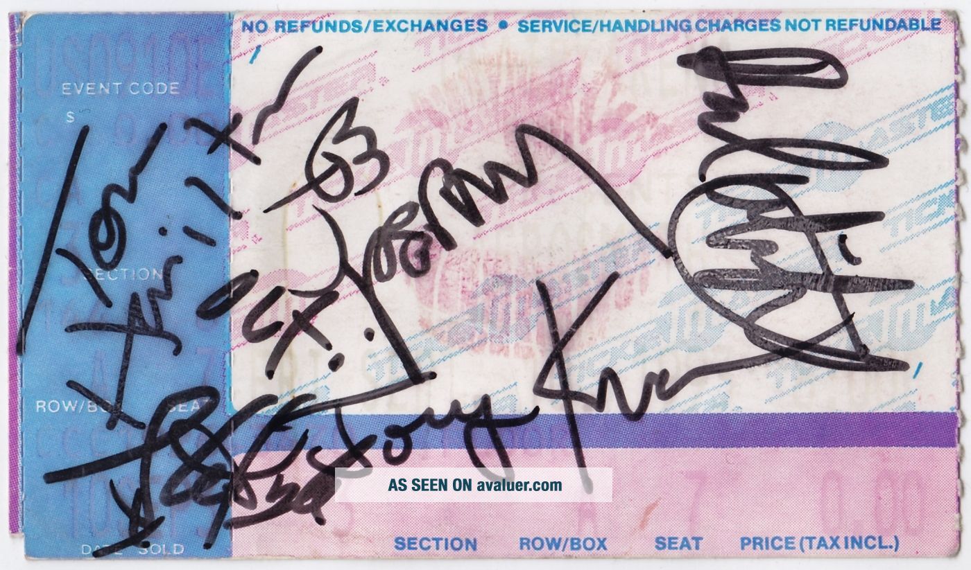 AEROSMITH Ticket FULLY SIGNED - Steven Tyler Joe Perry Tom Hamilton, 2 ...