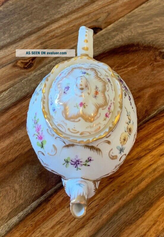 FRANZISKA HIRSCH DRESDEN PORCELAIN TEAPOT FLOWERS ANTIQUE PERSONAL ...