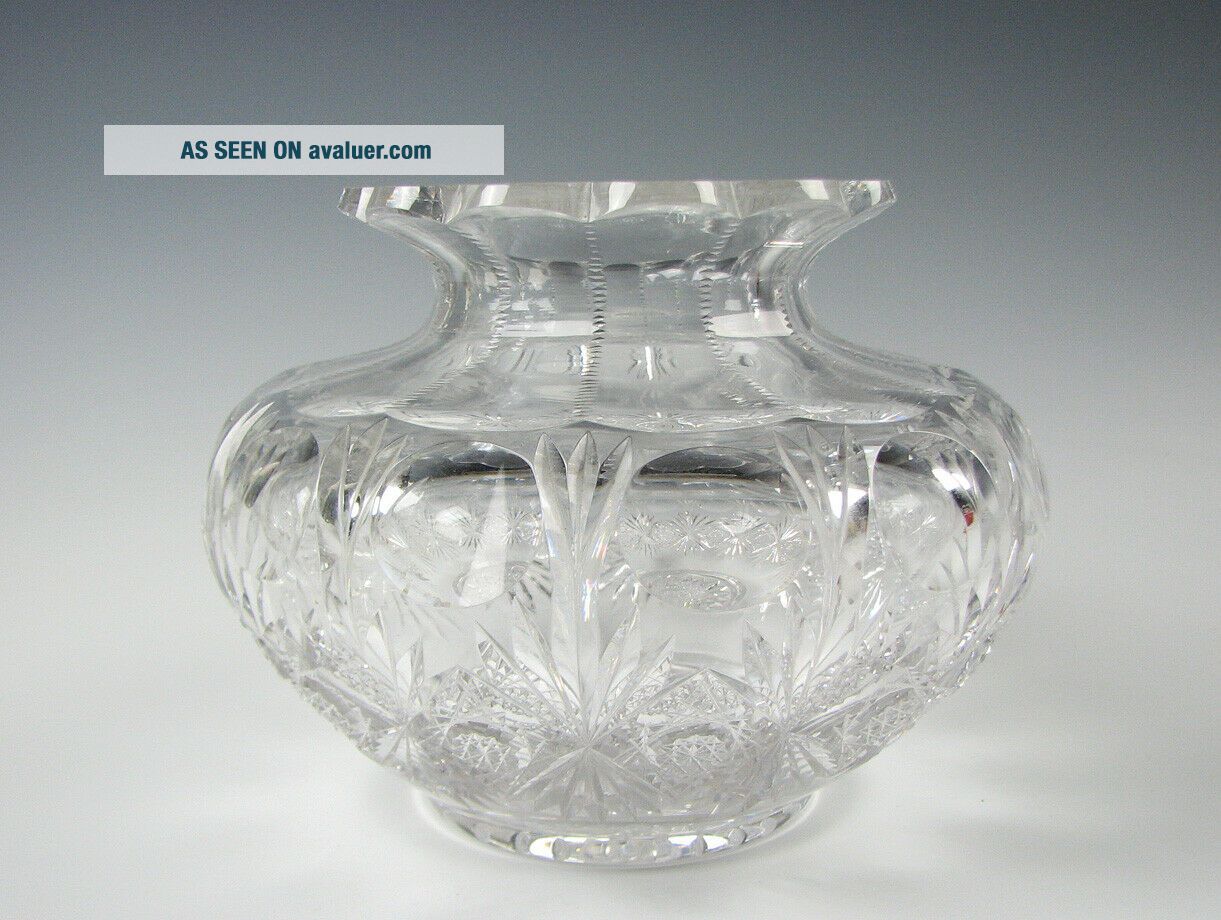 Cut Glass ABP American Brilliant Period Vase Hawkes Antique | #12599062