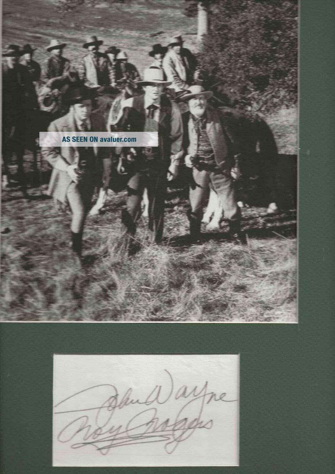 RARE Hand Signed ROY ROGERS & JOHN WAYNE Card Matted W/ A DARK COMMAND ...