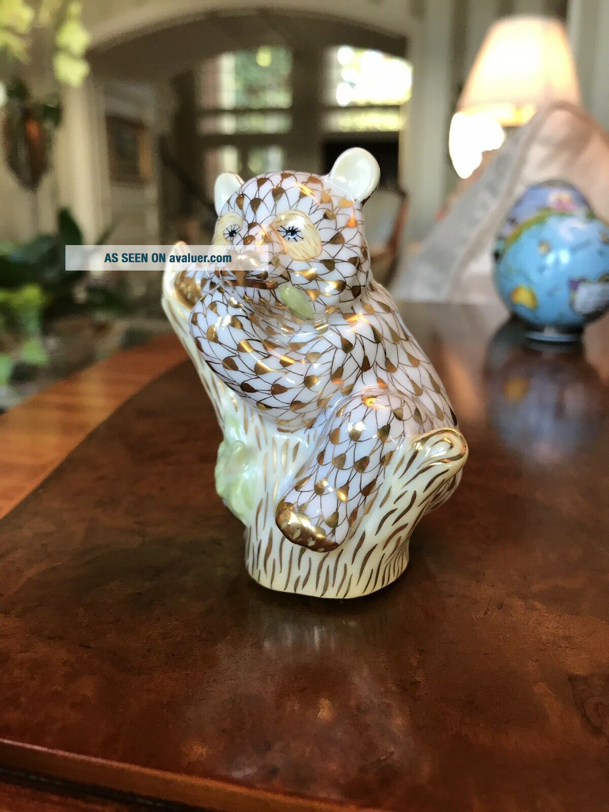 HEREND GUILD 2002 Member 24k GOLD FISHNET 15672 PANDA BEAR FIGURINE ...