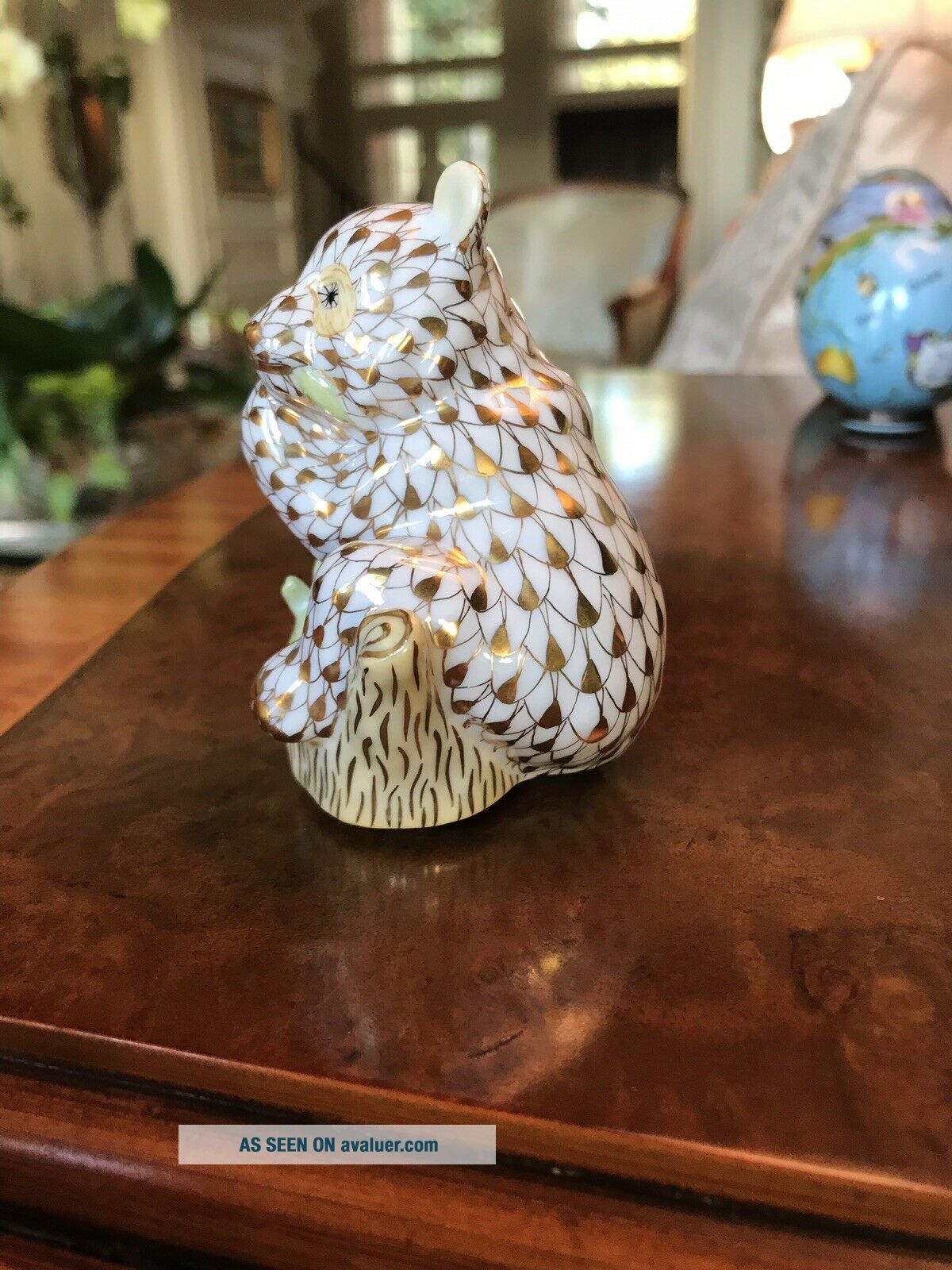 HEREND GUILD 2002 Member 24k GOLD FISHNET 15672 PANDA BEAR FIGURINE ...