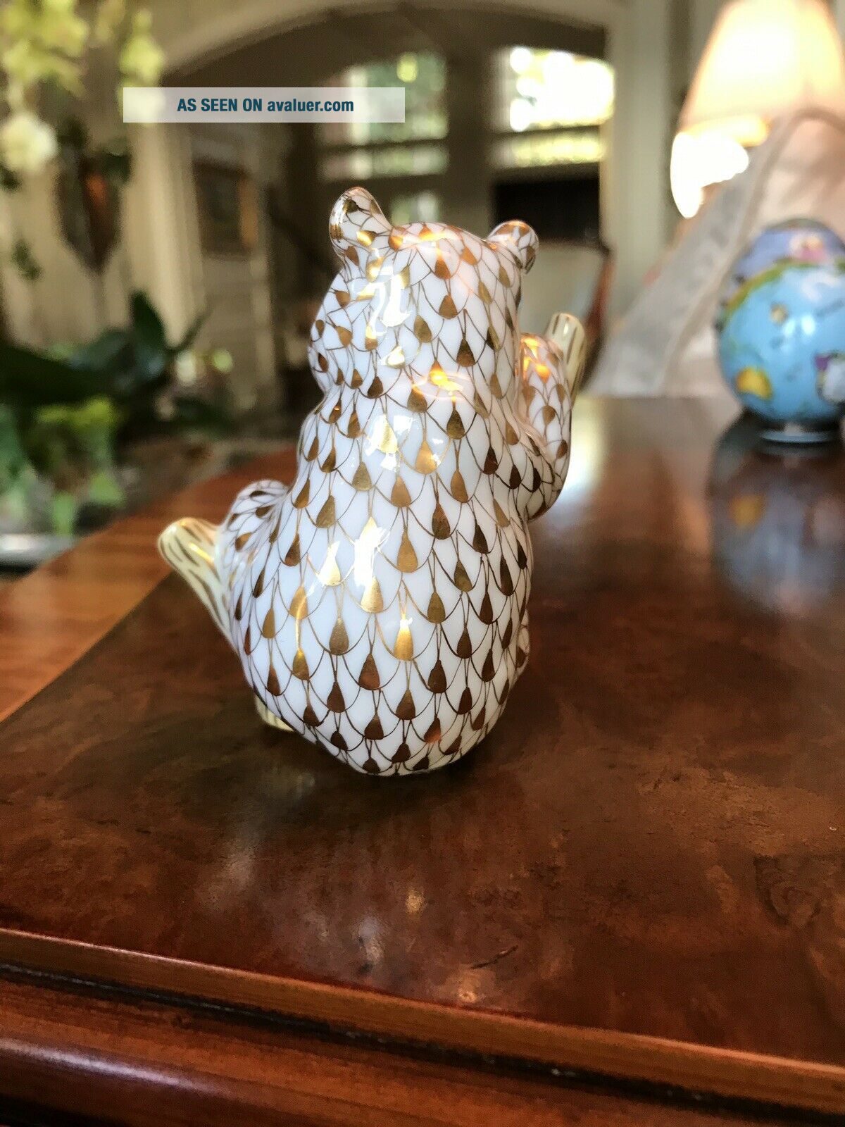 HEREND GUILD 2002 Member 24k GOLD FISHNET 15672 PANDA BEAR FIGURINE ...