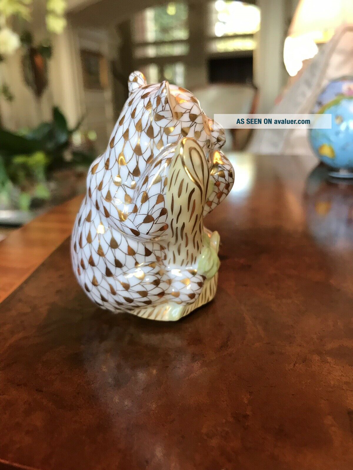 HEREND GUILD 2002 Member 24k GOLD FISHNET 15672 PANDA BEAR FIGURINE ...