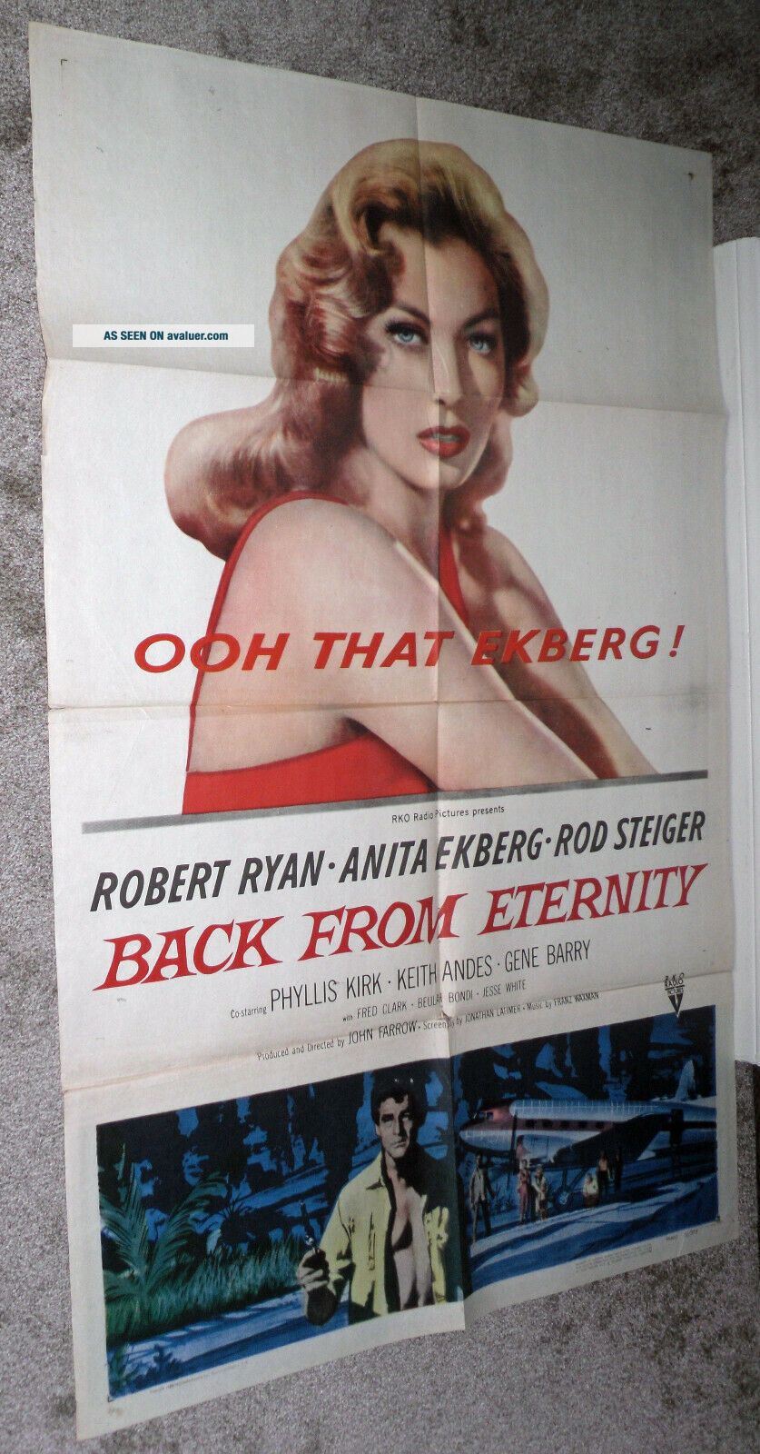 BACK FROM ETERNITY 1956 One Sheet Movie Poster ANITA EKBERG/ROBERT RYAN ...