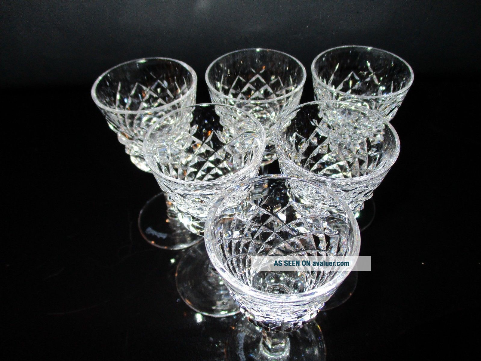 SET OF 6 SIGNED WATERFORD CRYSTAL GLASS CORDIAL STEMWARE ALANA PATTERN ...