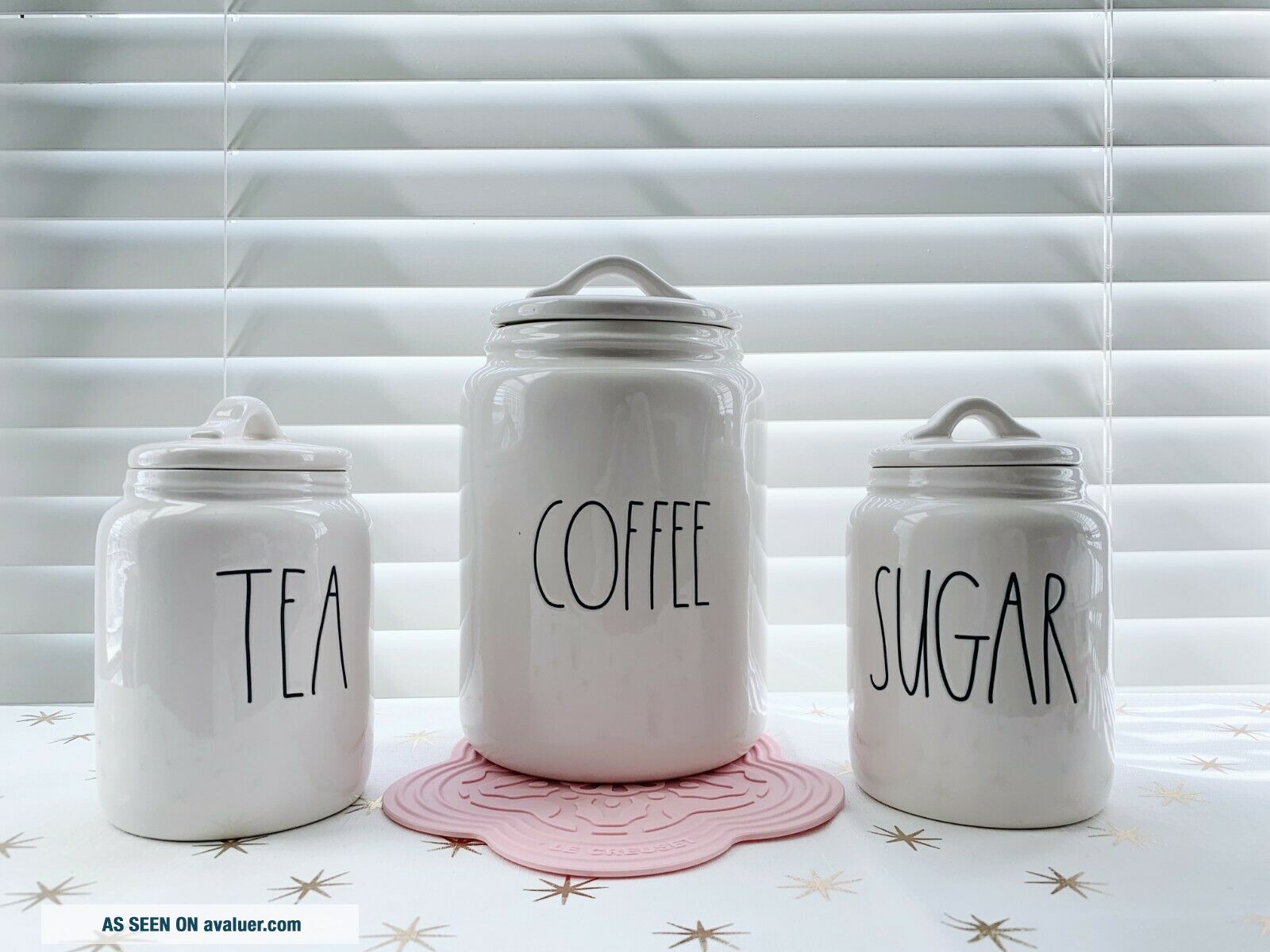Rae Dunn COFFEE SUGAR TEA Canister Set LL Large Letter VHTF By Magenta ...