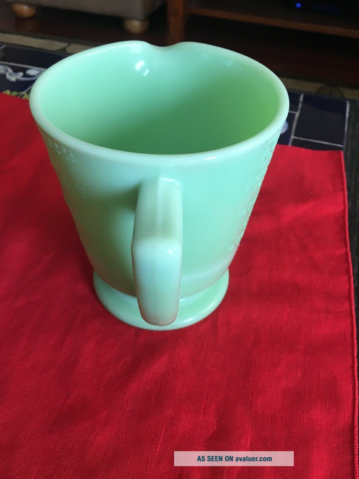 McKee Jadeite Jadite Green 4 Cup Handled Wet Dry Measuring Cup Pitcher ...