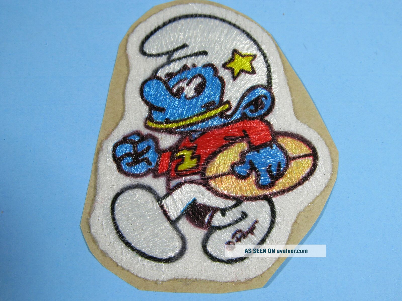 RARE VINTAGE FOOTBALL SMURF PATCH EMBROIDERED PEEL AND STICK IRON - ON ...
