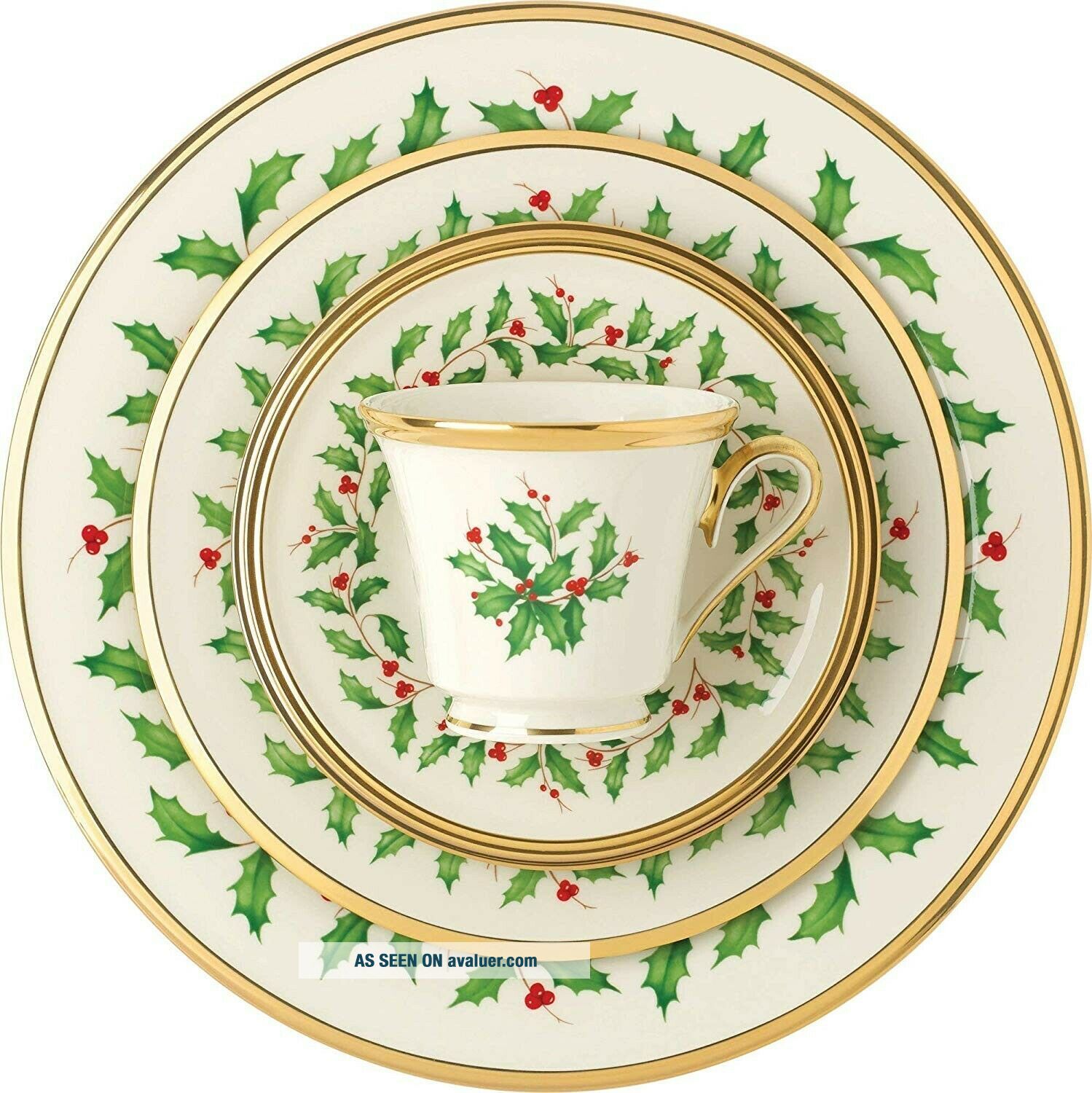 Lenox Holiday Fine China 24kt Gold 5 Piece Place Setting Made In USA ...