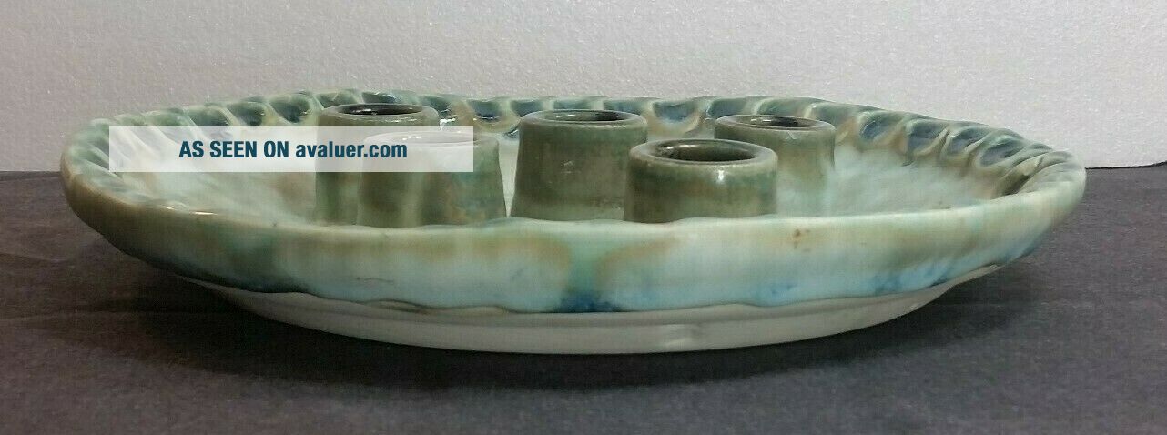 Vintage McCarty Pottery 5 Pipe Candle Holder Plate Crimped Pie Crust ...