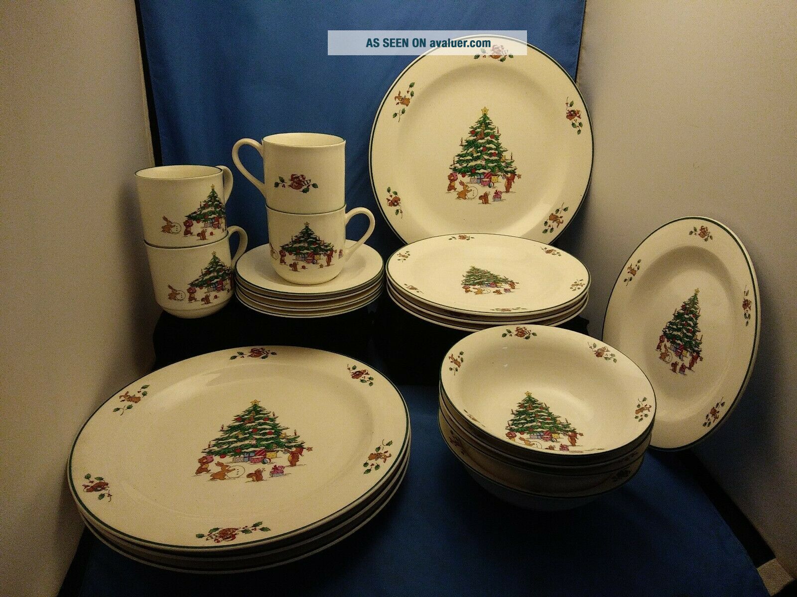 Ming Pao Woodland Christmas & Whimsical Holiday China 20 Pc Dinnerware ...