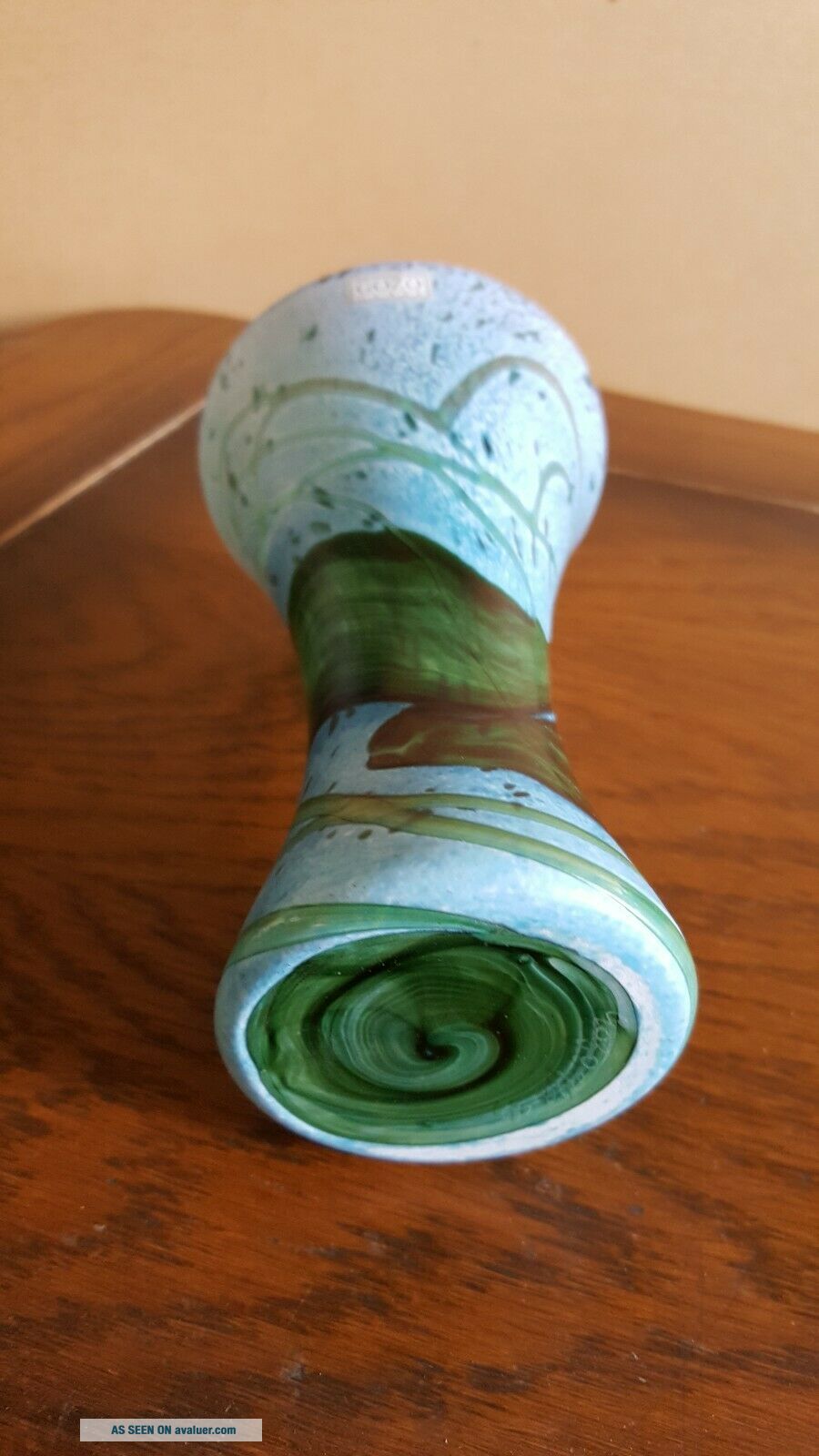 Gozo Glass Maltese Vase 17cm Tall Signed Green And Cream ‘Springtime ...