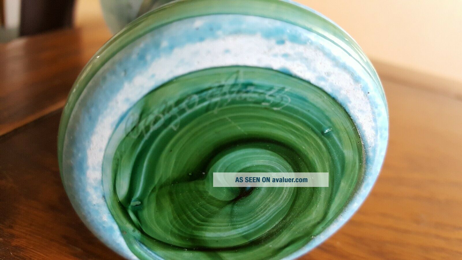 Gozo Glass Maltese Vase 17cm Tall Signed Green And Cream ‘Springtime ...