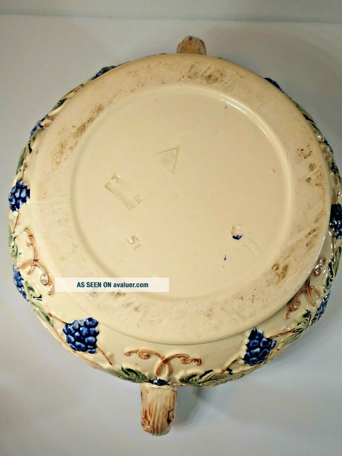 VINTAGE Stoneware Germany Ceramic Punch Bowl Set With 4 Matching Cups ...