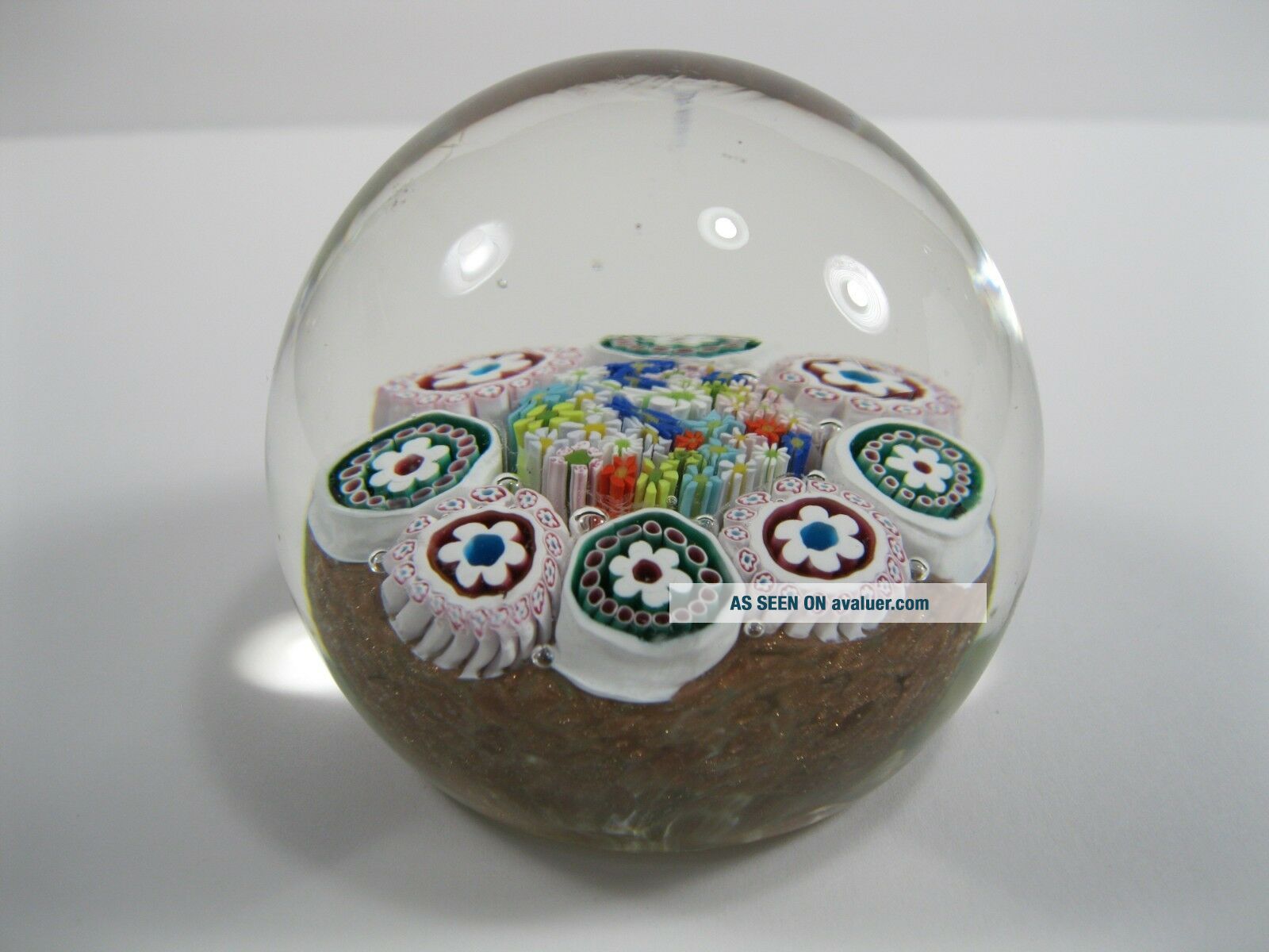 Vintage Murano Art Glass Millefiori Paperweight 3 " | #12859748