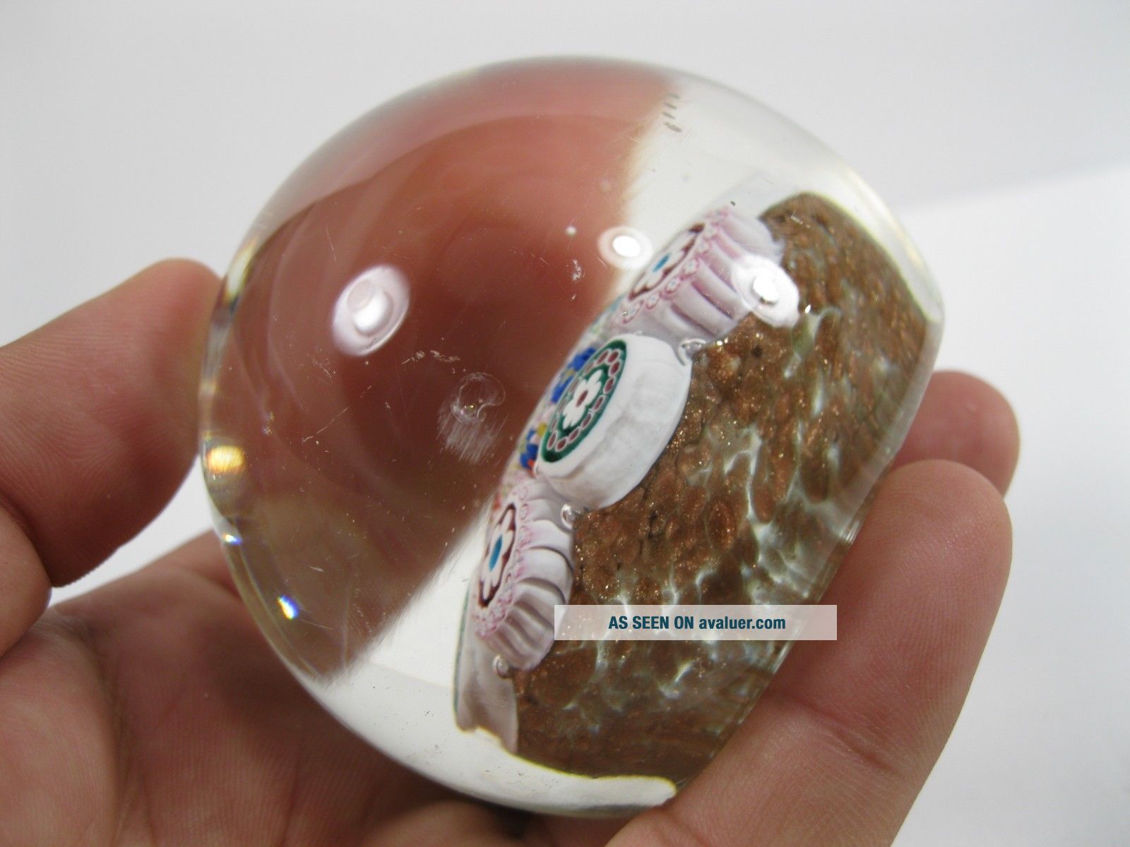 Vintage Murano Art Glass Millefiori Paperweight 3 " | #12859748