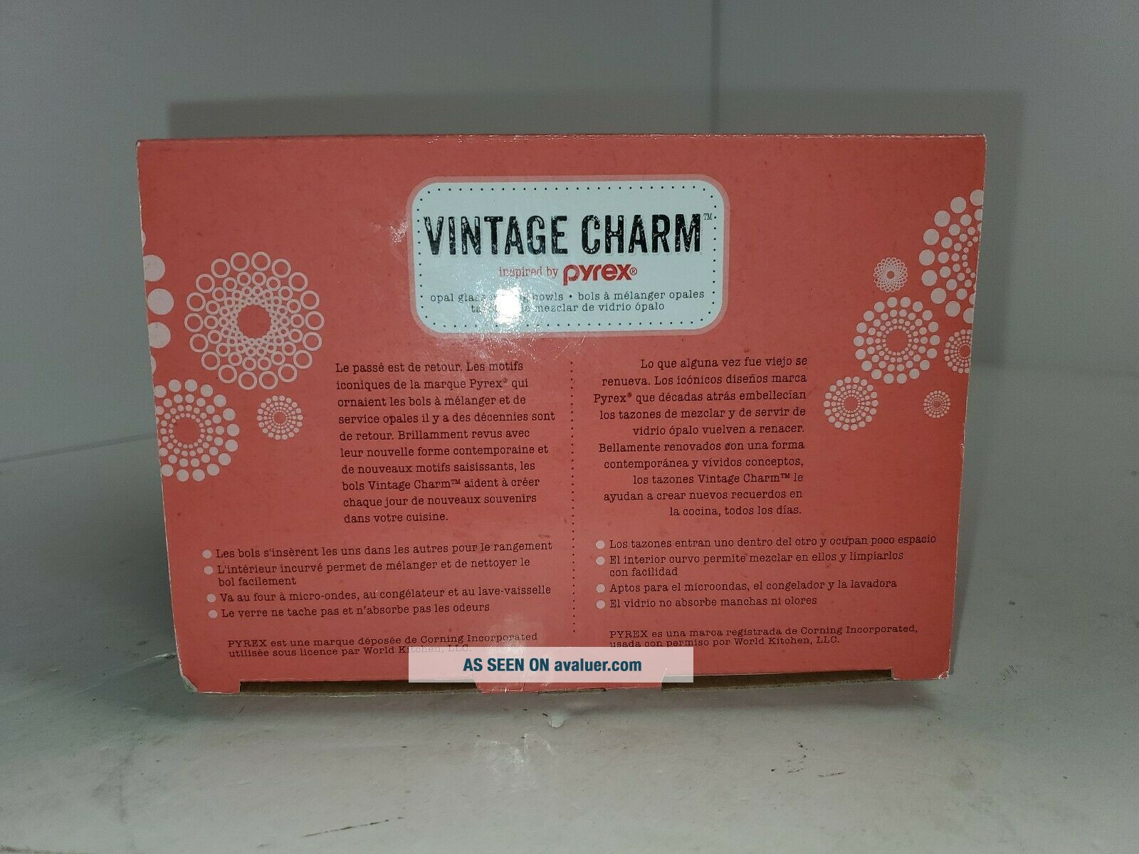 PYREX Vintage Charm Tickled Pink 3 Pc Mixing Bowl Set RETRO MIB | #12865939