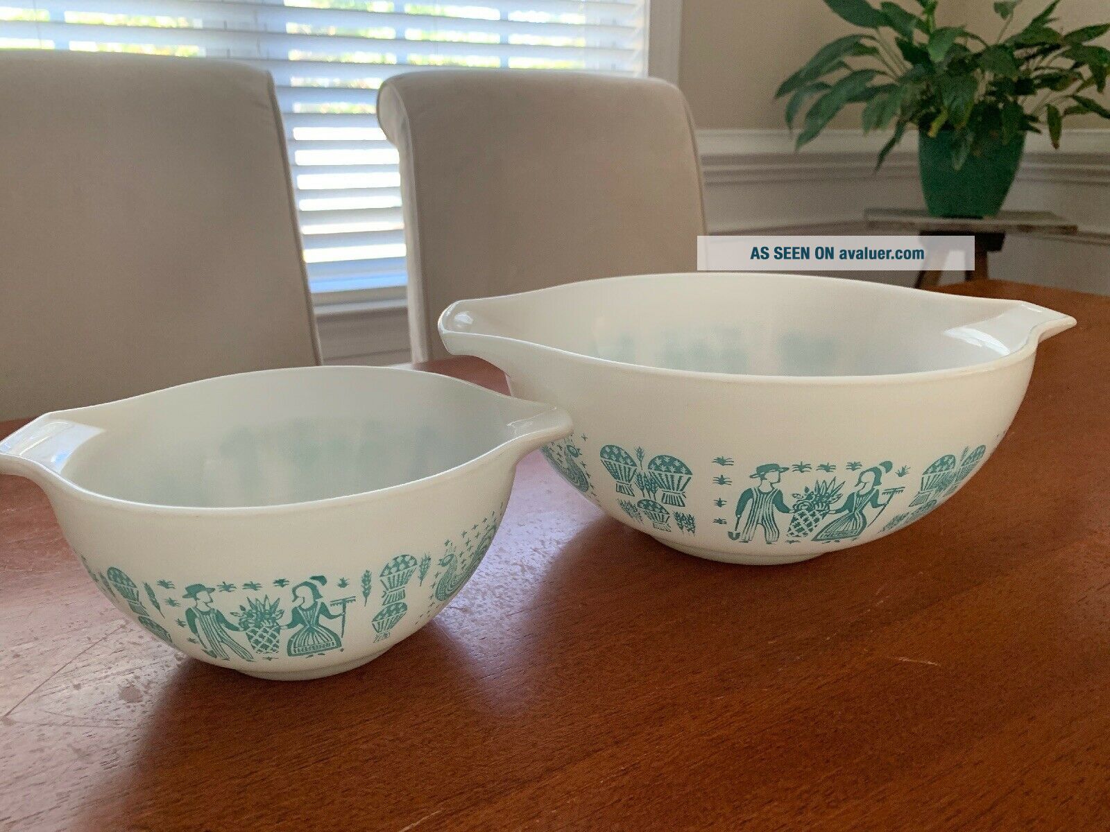 2 Pyrex Mixing Bowls Amish Butterprint 2 1/2 Qt 1 1/2 Pint Nest White ...