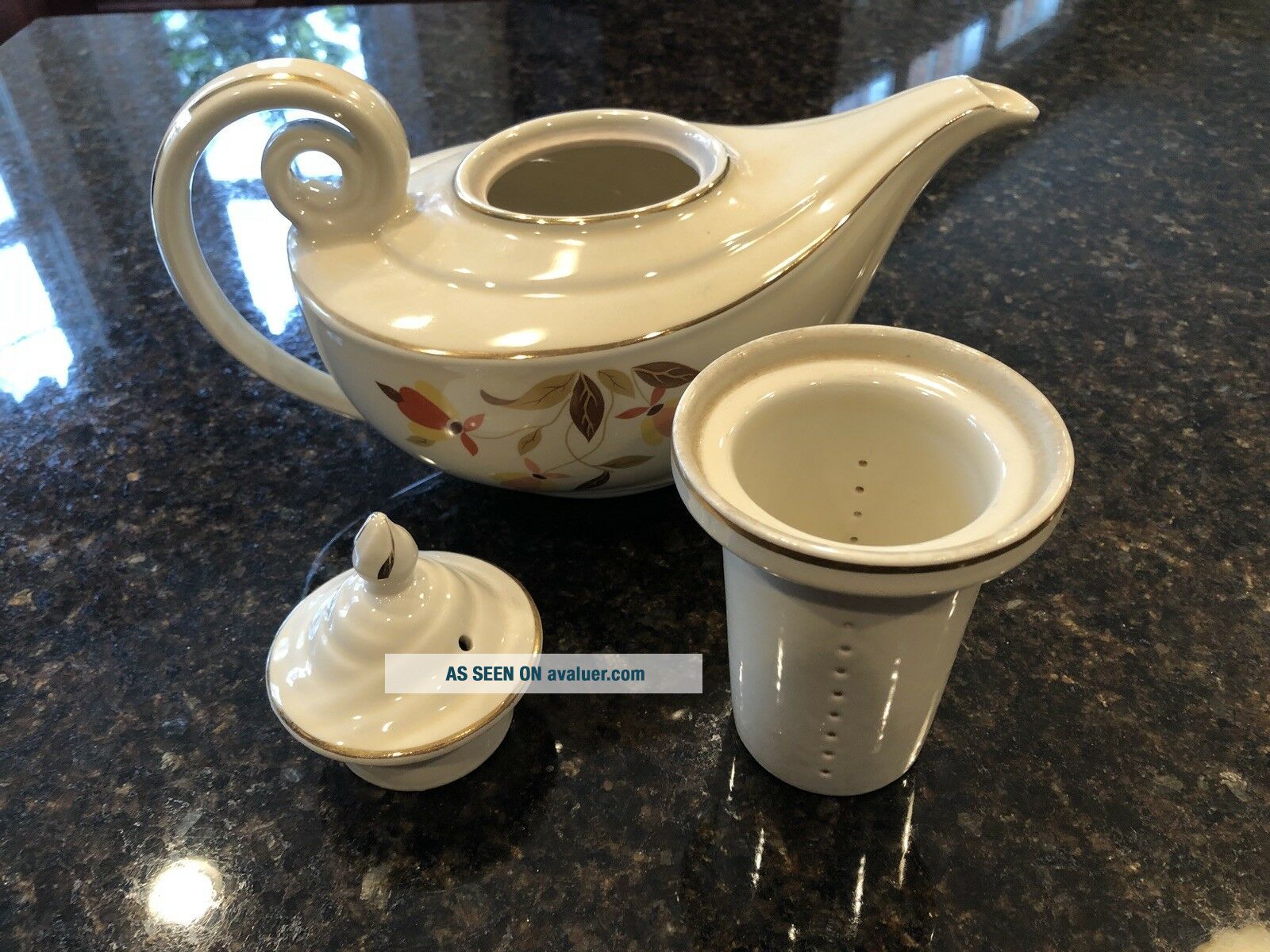 Vintage Hall China Jewel Tea Autumn Leaf Aladdin Teapot With Infuser ...