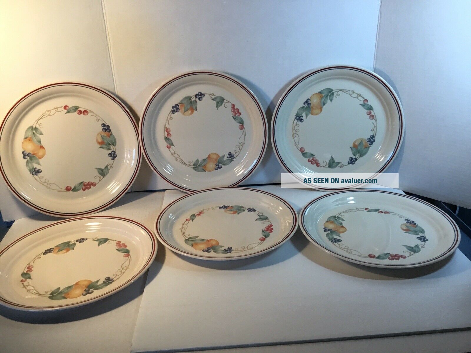 Set Of 6 Corelle Corning Ware Abundance Fruit Dinner Plates ...