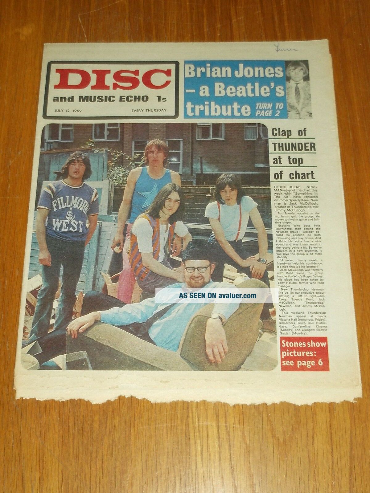 DISC AND MUSIC ECHO JULY 12 1969 BRIAN JONES BEATLES THUNDERCLAP ...