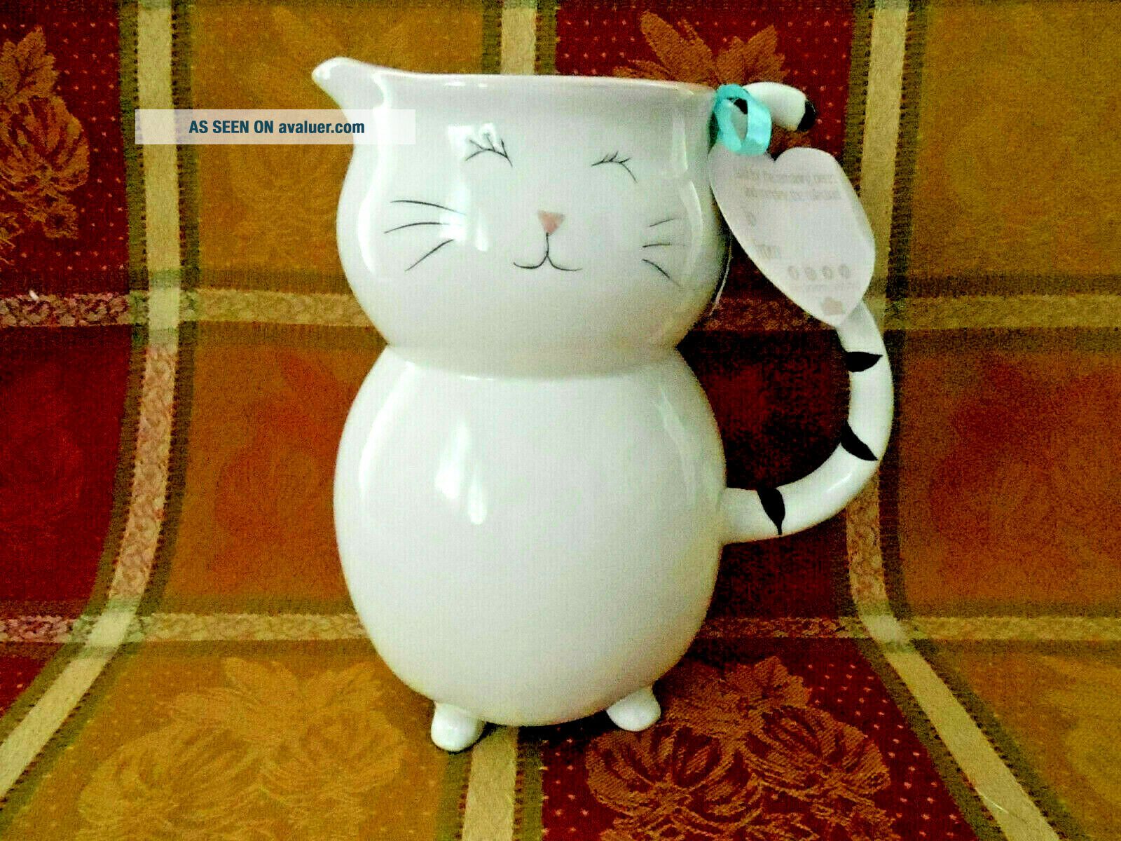 10 Strawberry Street Whimsical Cupboard Cat 7 Cup Pitcher With Legs ...