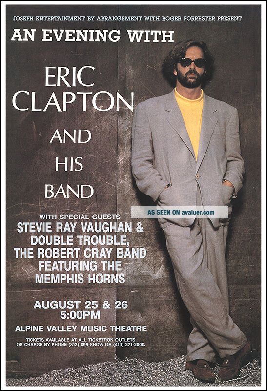 ERIC CLAPTON STEVIE RAY VAUGHAN ROBERT CRAY 1990 Alpine Valley Concert ...