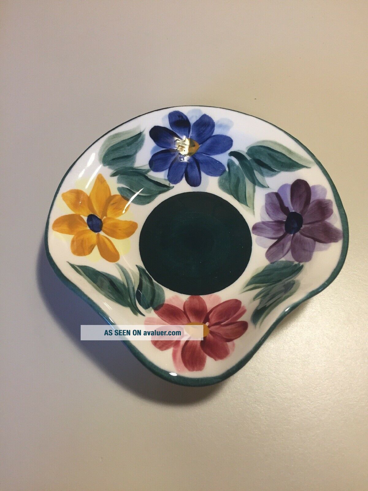 Vintage Gail Pittman Art Pottery Daisy Chain Large Spoon Rest Holder ...