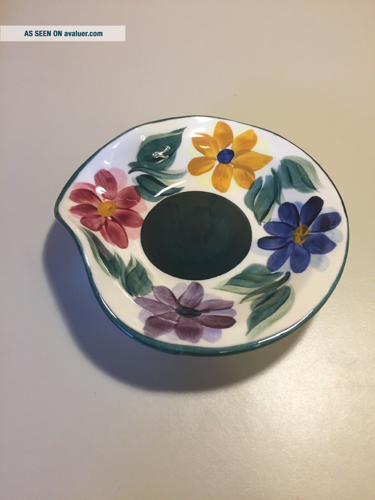 Vintage Gail Pittman Art Pottery Daisy Chain Large Spoon Rest Holder ...